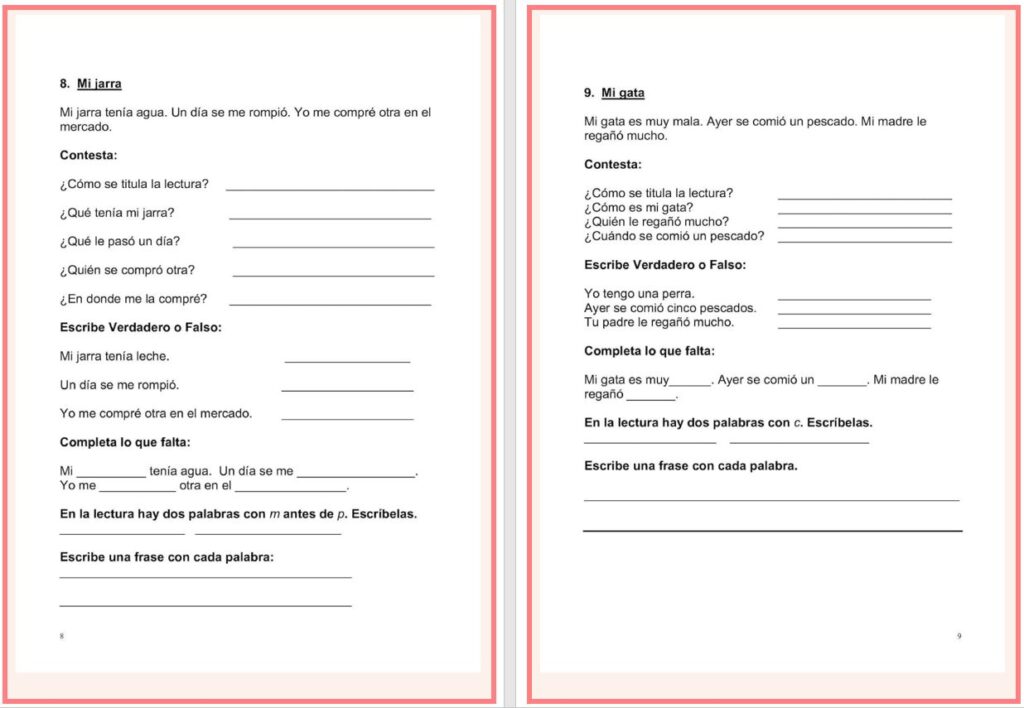 Cuaderno de Comprensión Lectora 1° Grado Básico