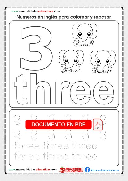 Cuadernillo de números en Ingles para colorear y repasar
