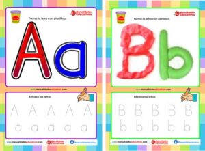 Tarjeta Abecedario con plastilina para niños