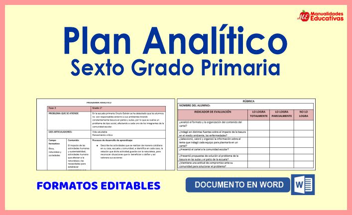 Plan Analítico Sexto Grado Primaria