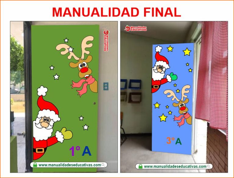 MOLDES PARA PUERTAS DE NAVIDAD RENO Y PAPA NOEL