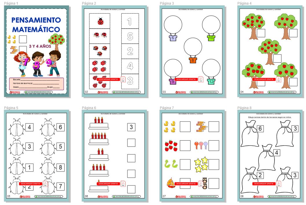 Cuaderno Pensamiento matemático 3 y 4 años