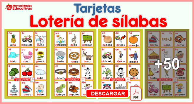 MATERIAL EDUCATIVO Tarjetas lotería de sílabas