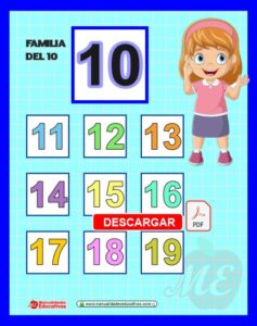 TARJETAS FAMILIA DE NÚMEROS DEL 10 AL 90