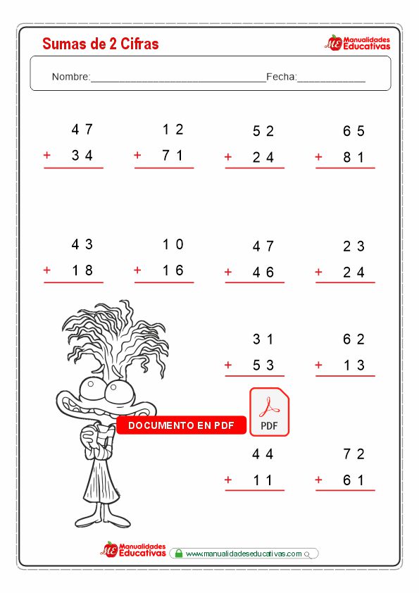 Sumas 2 cifras 1° Primaria