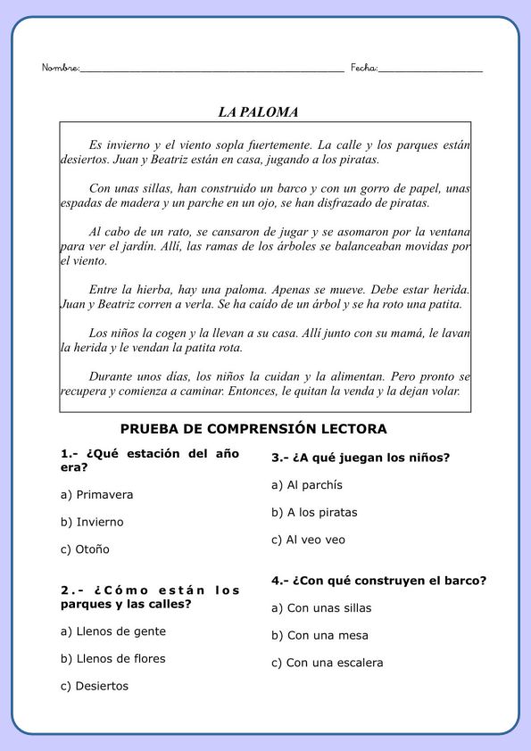 30 ejercicios de comprensión lectora 2° primaria
