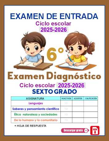 Examen de Evaluación Diagnóstico 6° Tomo III
