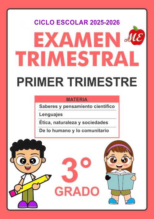 EXAMEN PRIMER TRIMESTRE 3° GRADO PRIMARIA 2025-2026