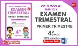 EXAMEN PRIMER TRIMESTRE 4° GRADO PRIMARIA 2025-2026