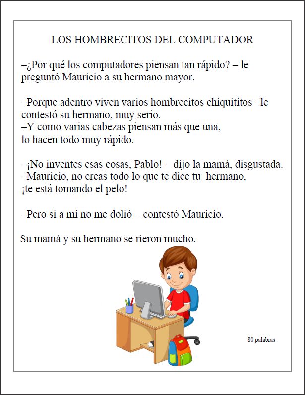 FICHAS PARA REFORZAR LA LECTURA 2° PRIMARIA