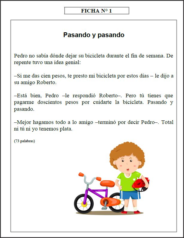 FICHAS PARA REFORZAR LA LECTURA 3° PRIMARIA