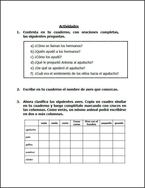 FICHAS PARA REFORZAR LA LECTURA 4° PRIMARIA