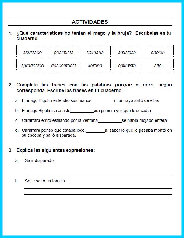 FICHAS PARA REFORZAR LA LECTURA 5° PRIMARIA