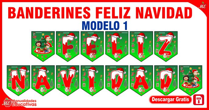 BANDERINES FELIZ NAVIDAD MODELO 1