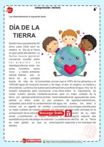 COMPRENSIÓN LECTORA DIA DE LA TIERRA PRIMARIA