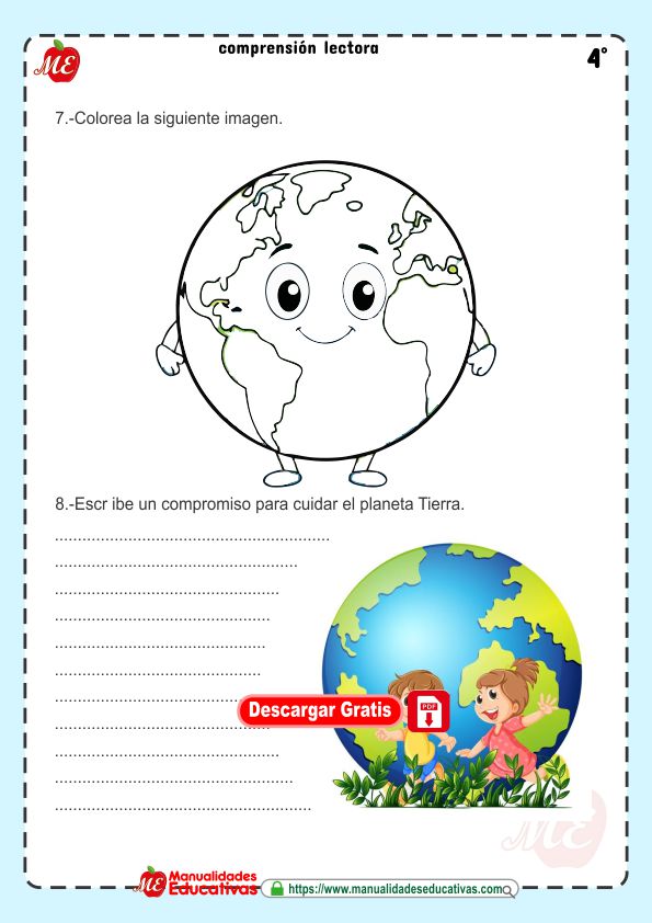 COMPRENSIÓN LECTORA DIA DE LA TIERRA PRIMARIA