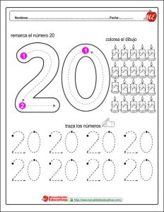 Cuaderno de trazos para trabajar los números del 1 al 20