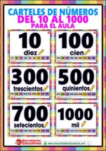 Carteles de Números del 10 al 1000